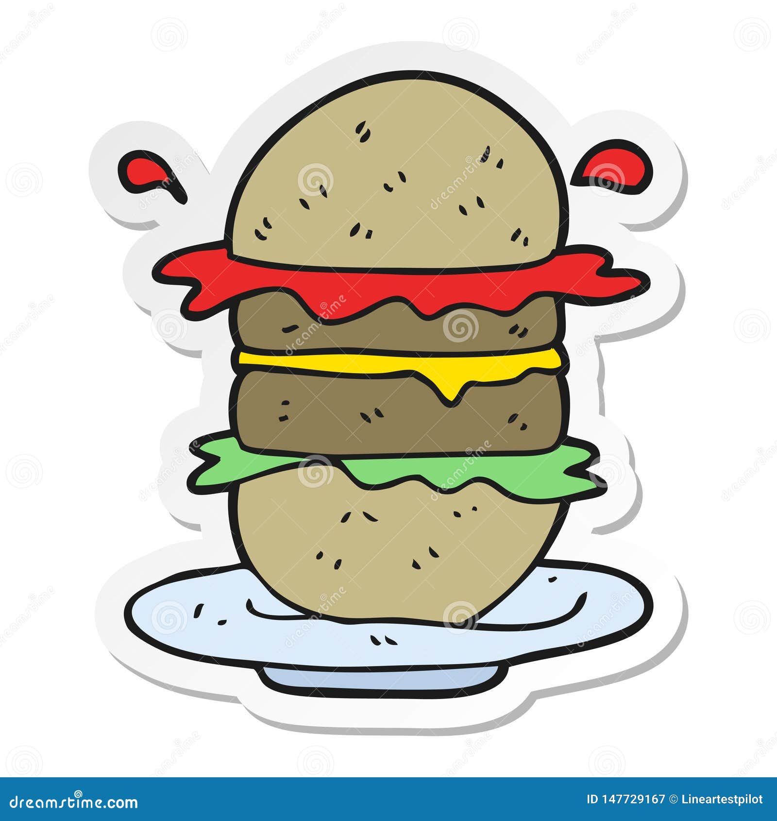 Sticker of a Cartoon Burger Stock Vector - Illustration of food ...