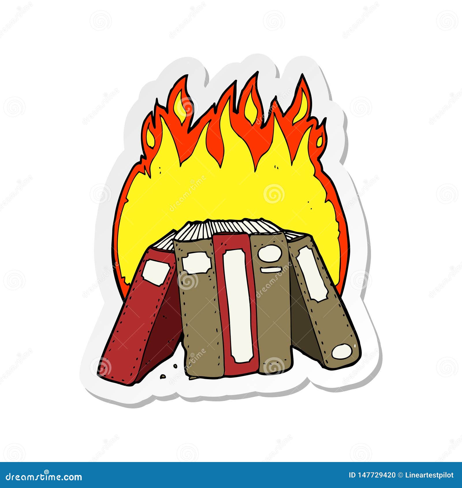 Sticker of a Cartoon Burning Books Stock Vector - Illustration of ...