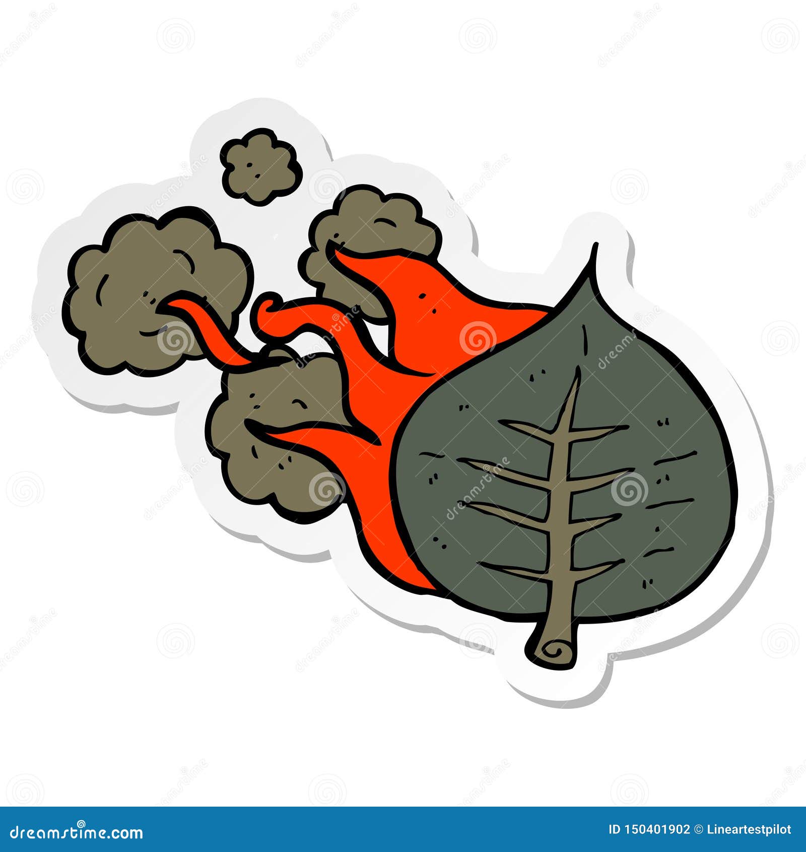 Sticker of a Cartoon Burning Leaf Stock Vector - Illustration of ...