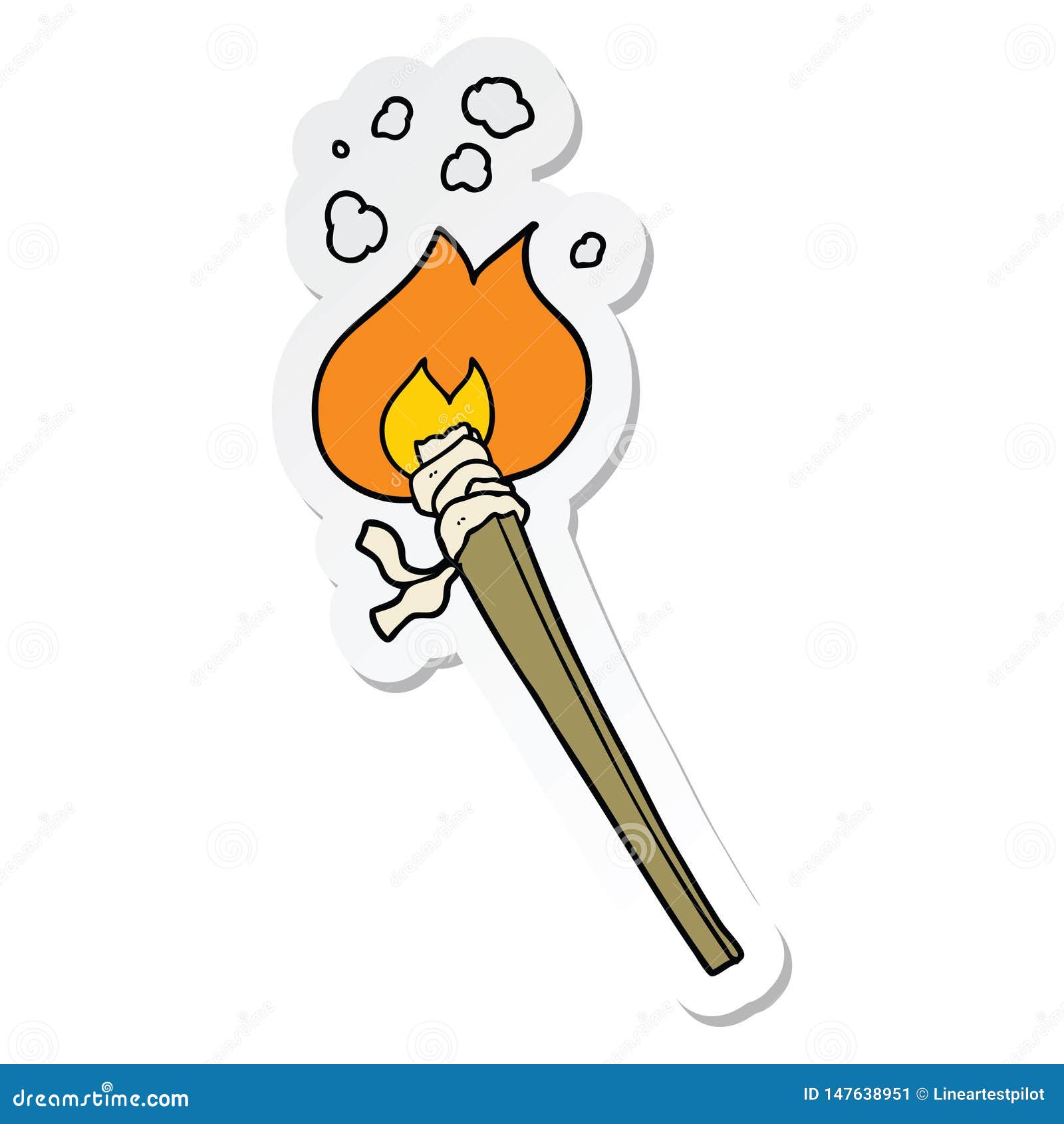 Sticker of a Cartoon Burning Torch Stock Vector - Illustration of label ...