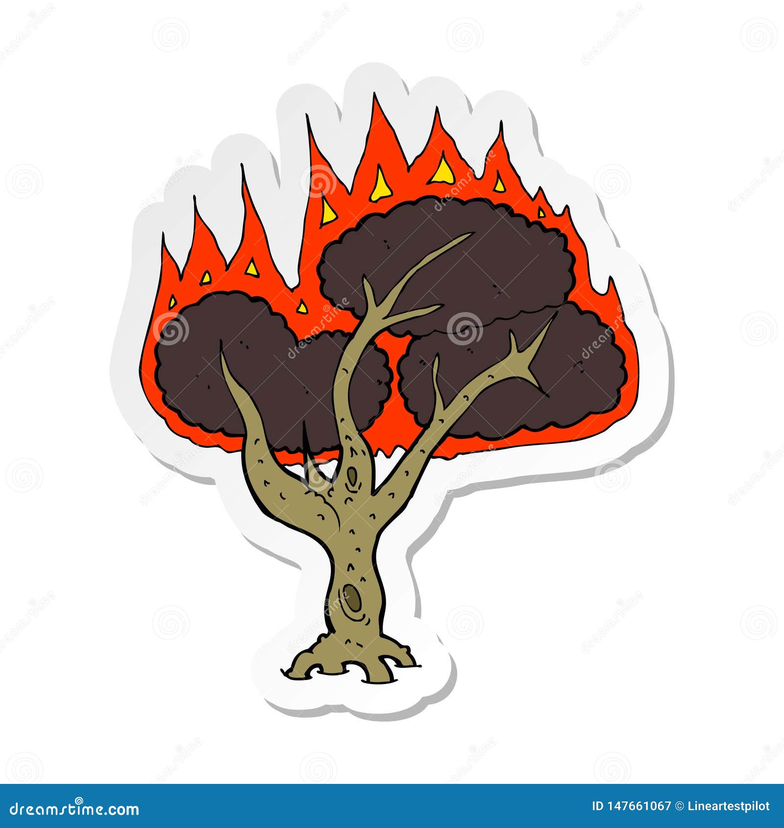 Sticker of a Cartoon Burning Tree Stock Vector - Illustration of icon ...