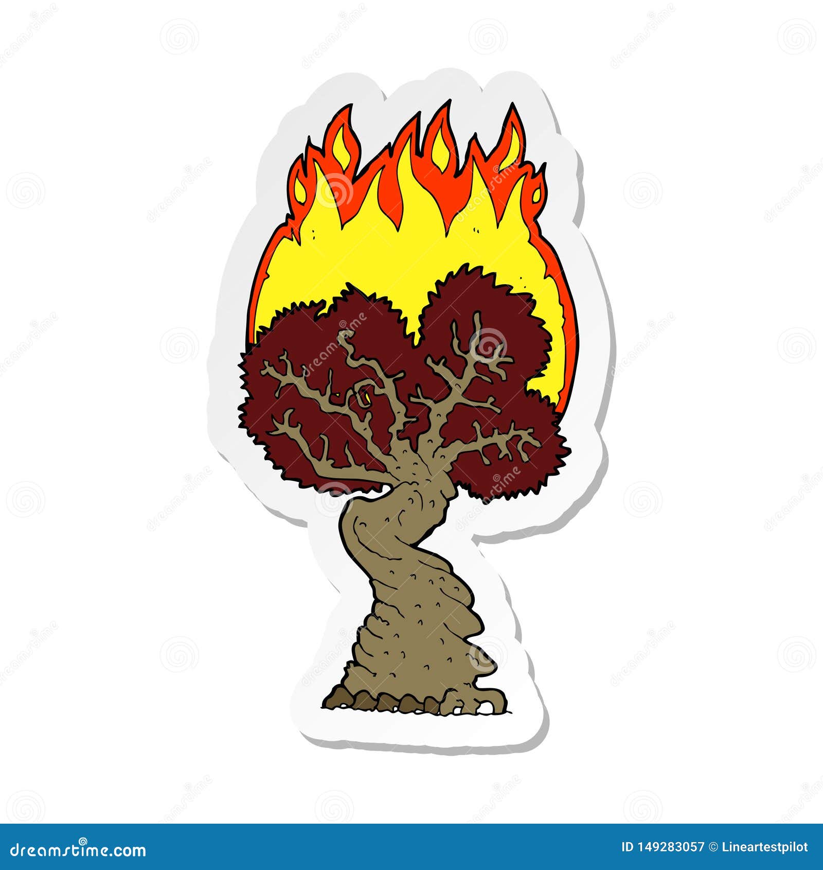 Sticker of a Cartoon Burning Tree Stock Vector - Illustration of icon ...