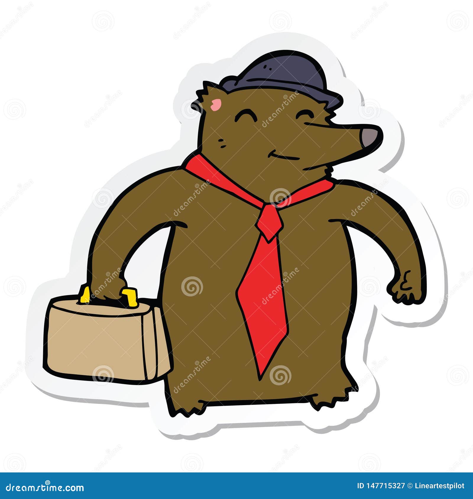Sticker of a Cartoon Business Bear Stock Vector - Illustration of ...