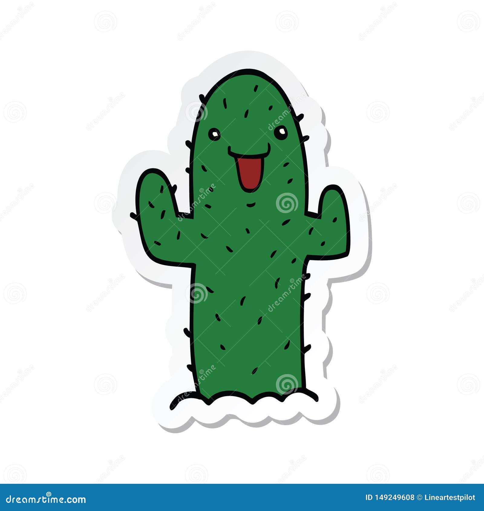 Sticker of a Cartoon Cactus Stock Vector - Illustration of quirky ...