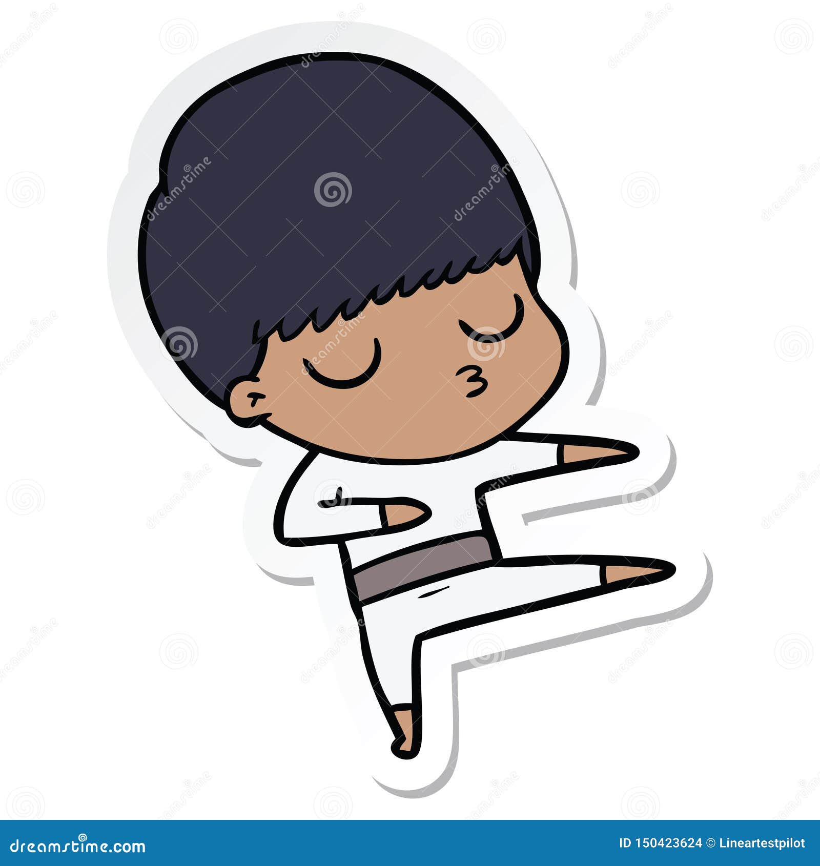 Sticker of a Cartoon Calm Boy Stock Vector - Illustration of label ...