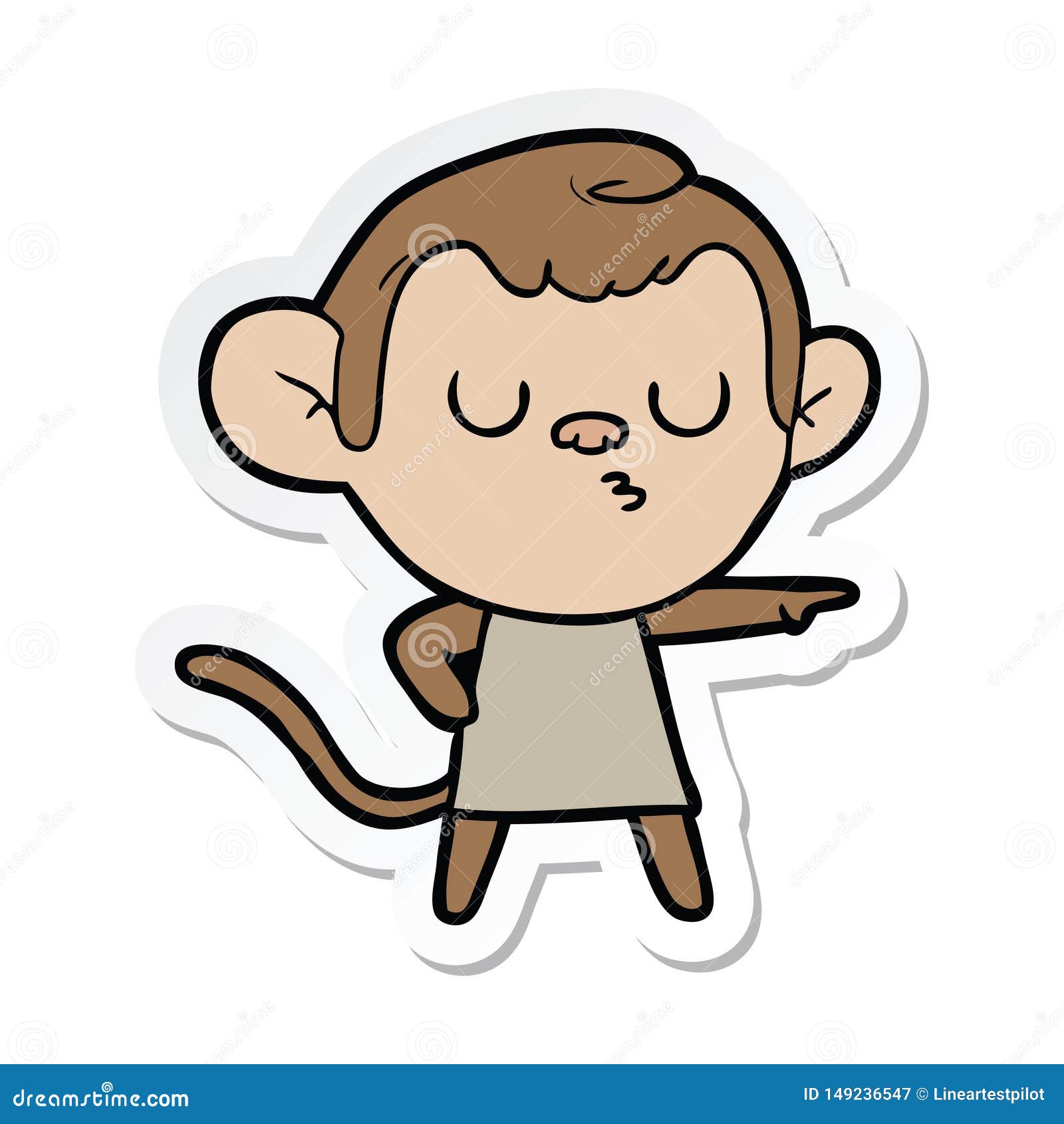 Sticker of a Cartoon Calm Monkey Stock Vector - Illustration of monkey ...