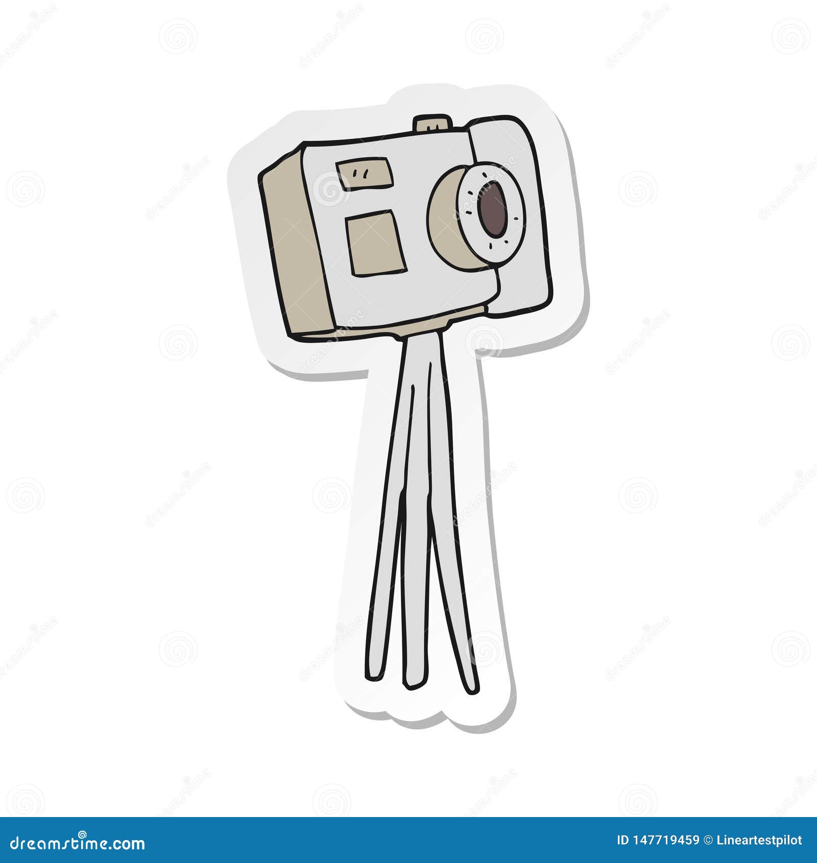 Sticker of a Cartoon Camera on Tripod Stock Vector - Illustration of ...