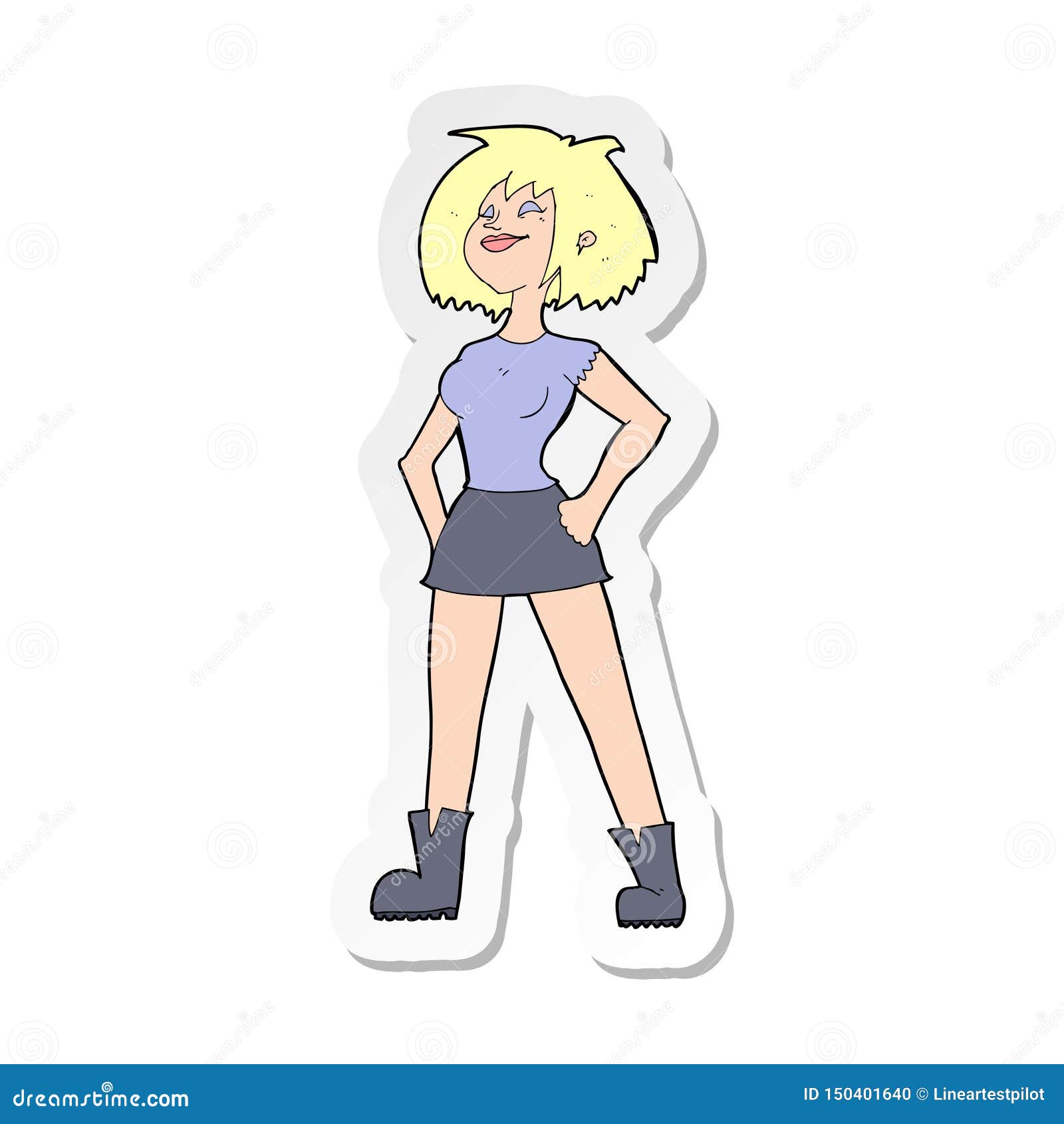 Sticker of a Cartoon Capable Woman Stock Vector - Illustration of ...
