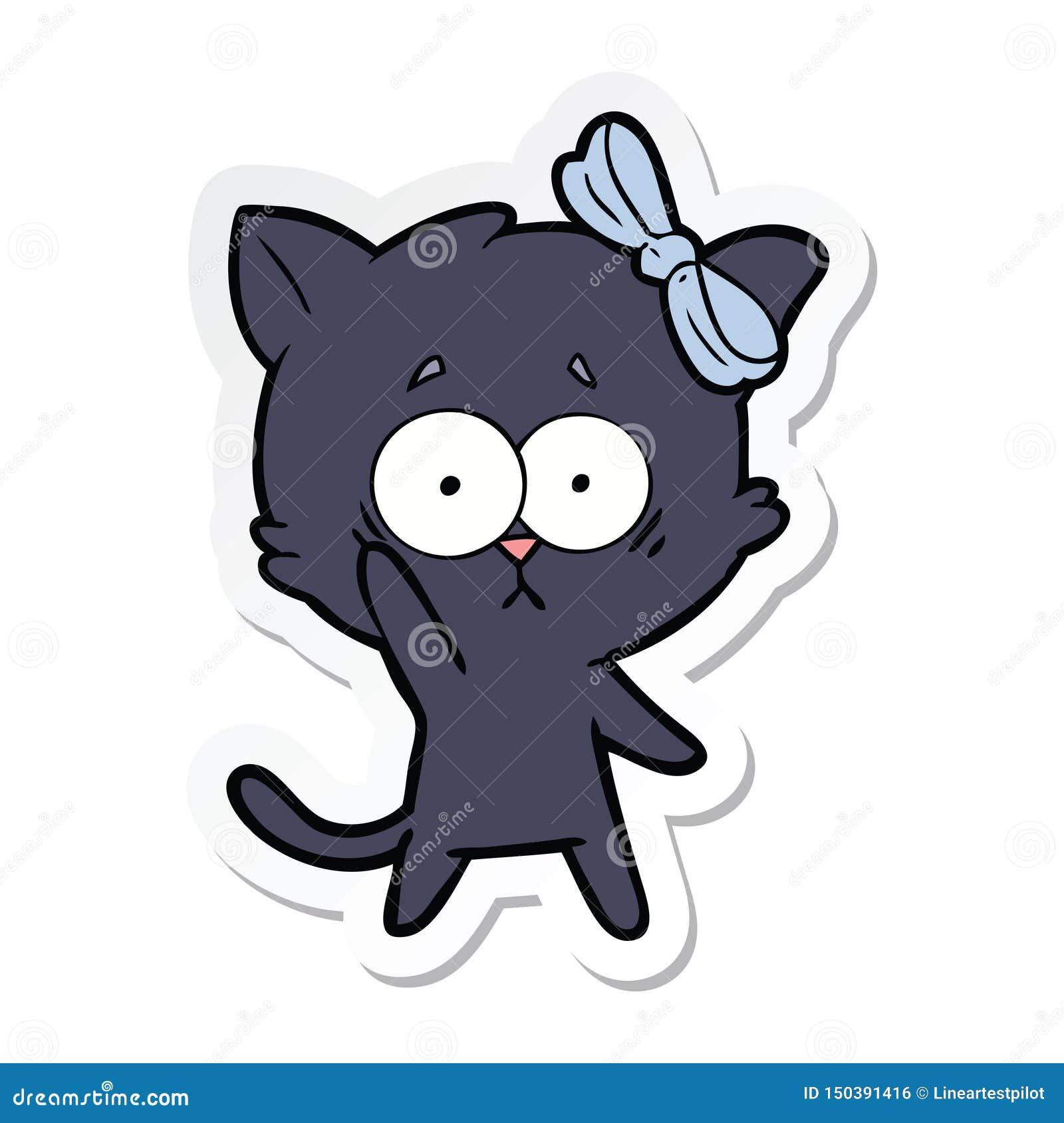 Sticker of a cartoon cat stock vector. Illustration of freehand - 150391416