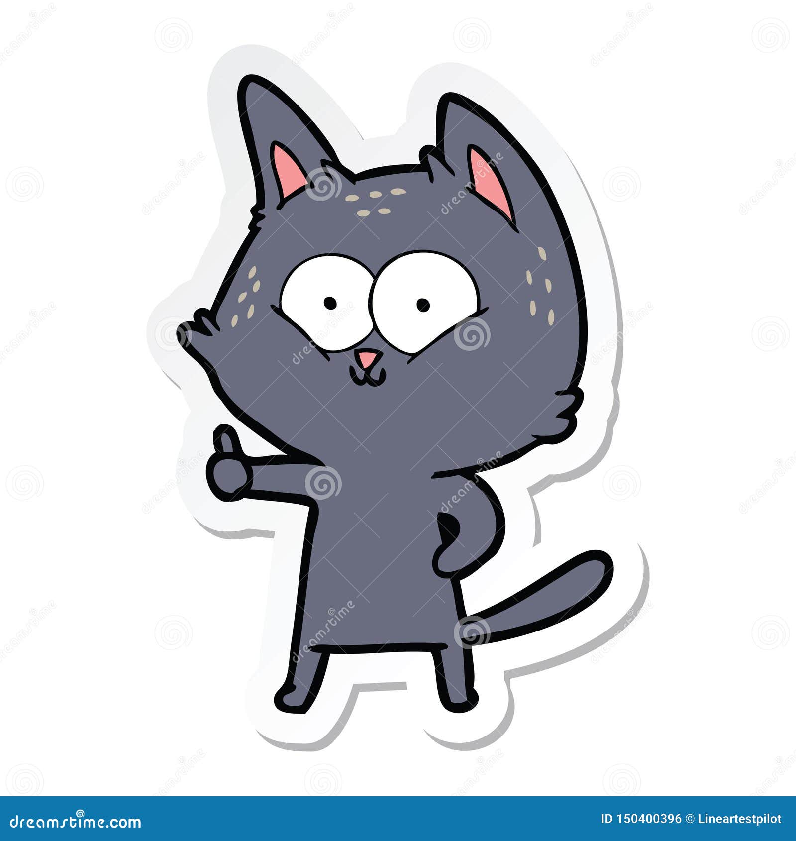 Sticker of a Cartoon Cat Giving Thumbs Up Stock Vector - Illustration ...
