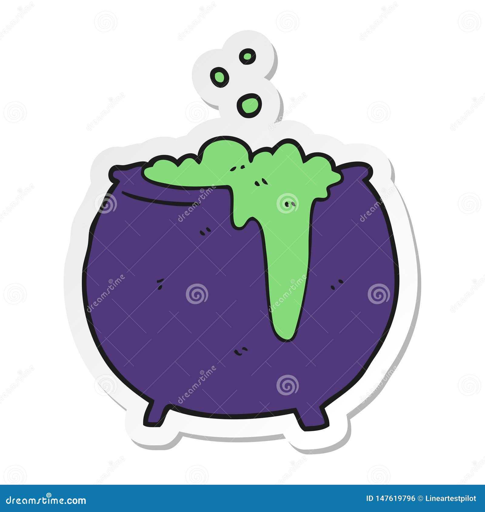 Sticker of a Cartoon Cauldron Stock Vector - Illustration of bubbling ...