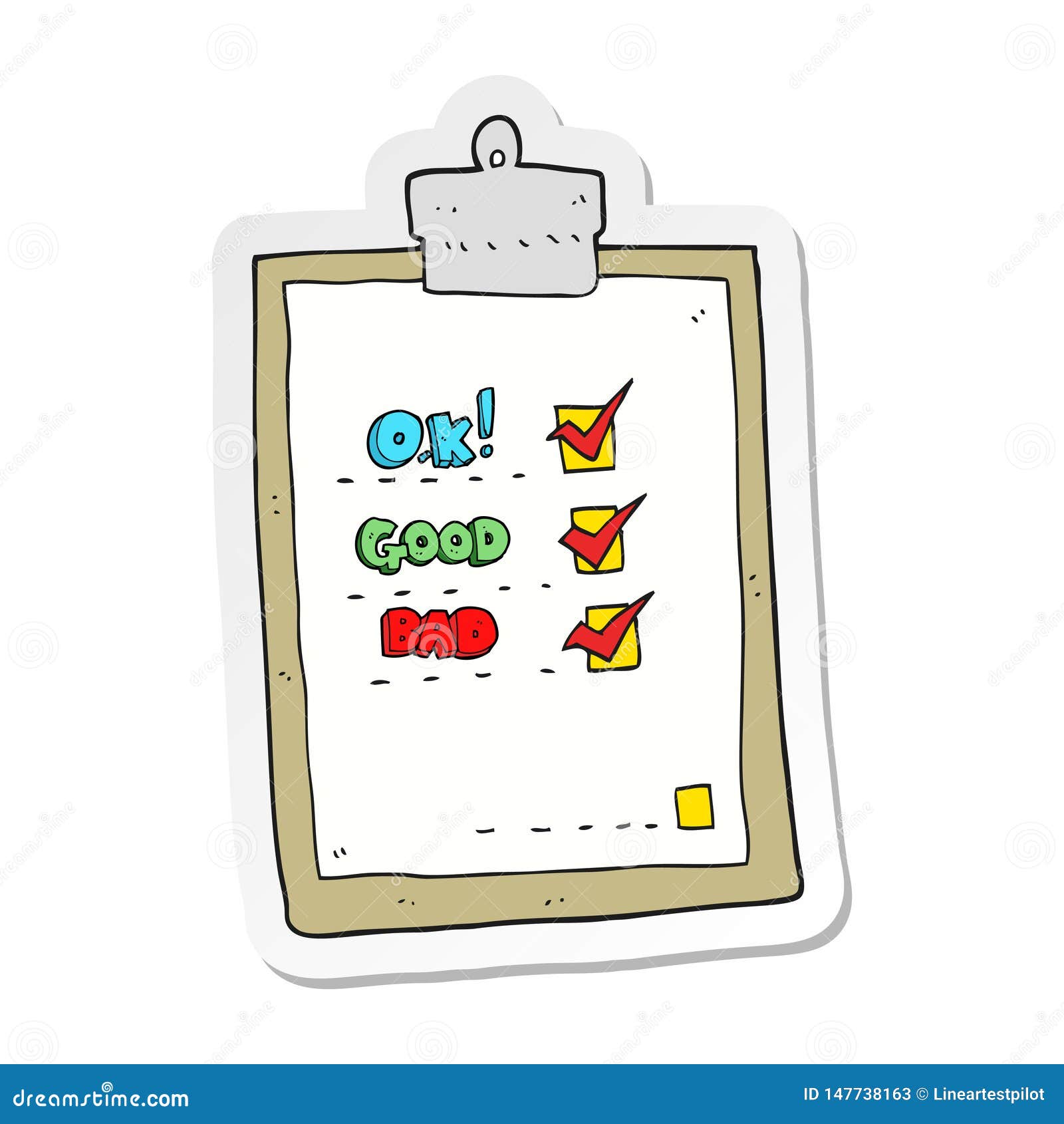 Sticker of a Cartoon Check List Stock Vector - Illustration of drawing ...
