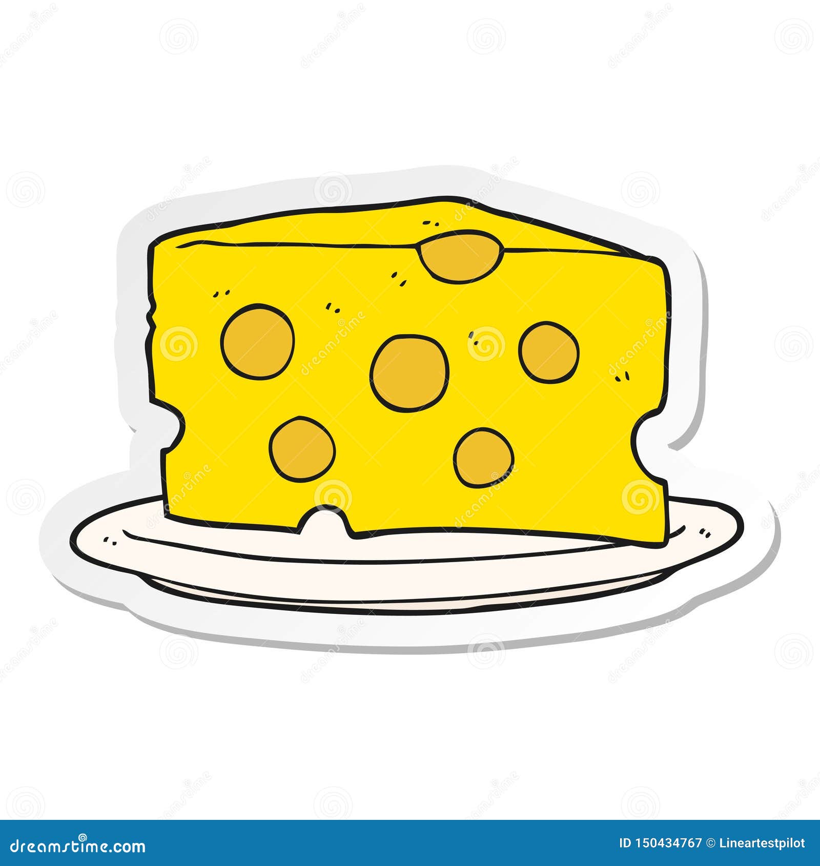 Sticker of a Cartoon Cheese Stock Vector - Illustration of doodle, food ...