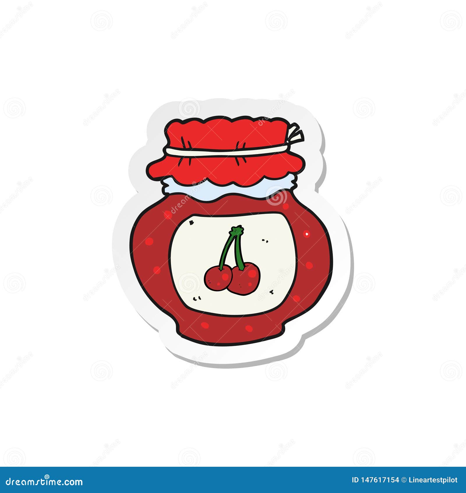 Sticker of a Cartoon Cherry Jam Stock Vector - Illustration of freehand ...
