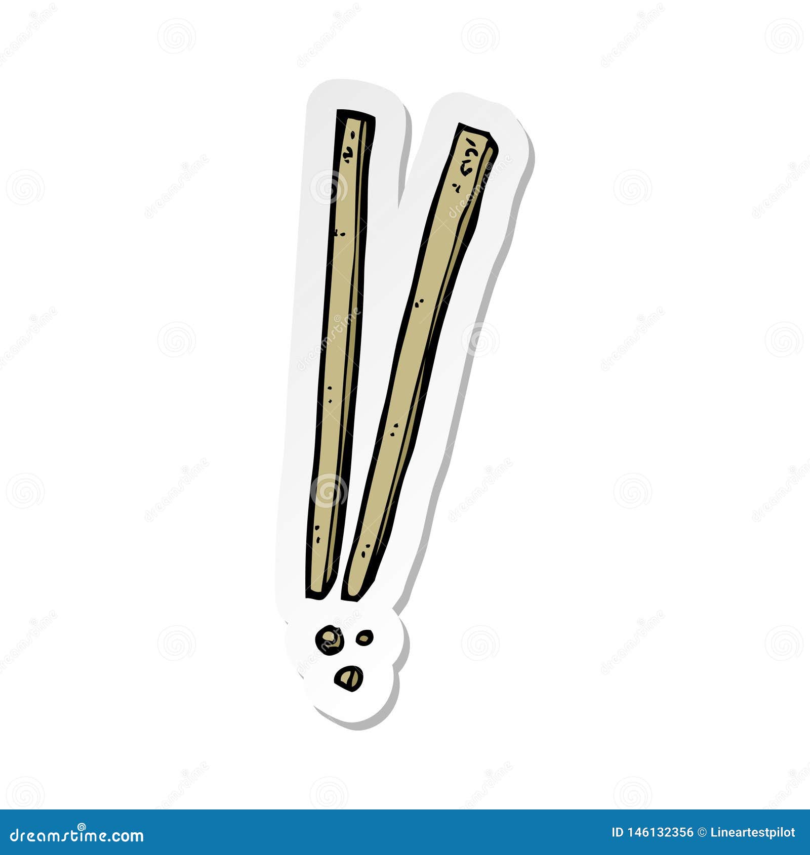 Sticker of a Cartoon Chopsticks Stock Vector - Illustration of ...