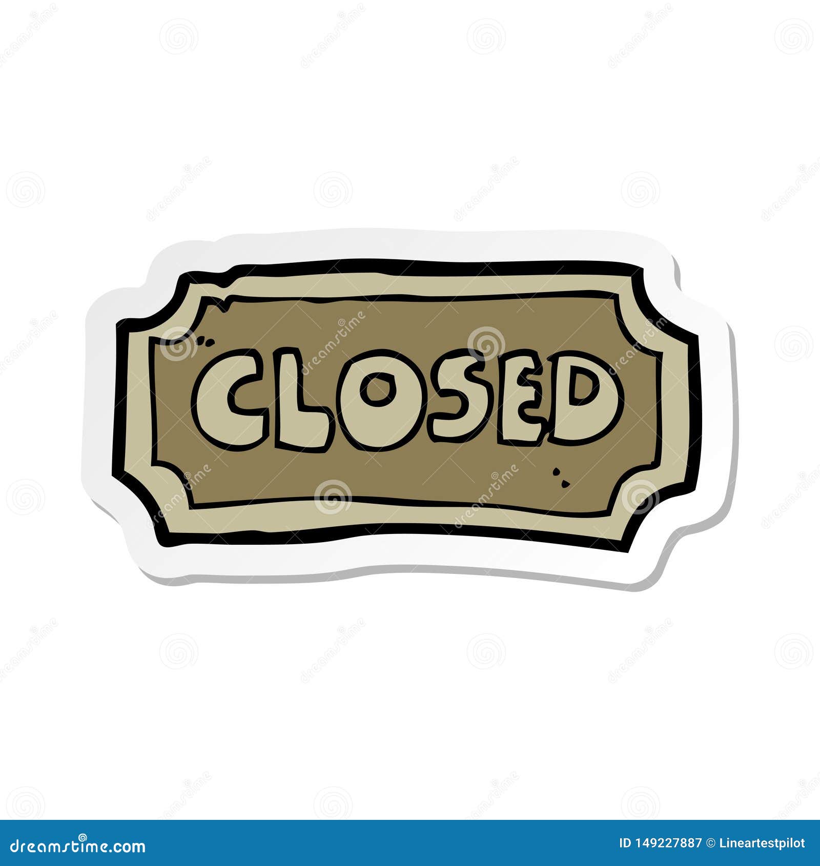 Sticker of a Cartoon Closed Sign Stock Vector - Illustration of cute ...