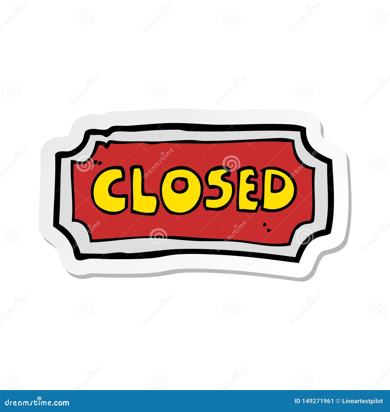 Sticker of a Cartoon Closed Sign Stock Vector - Illustration of drawing ...