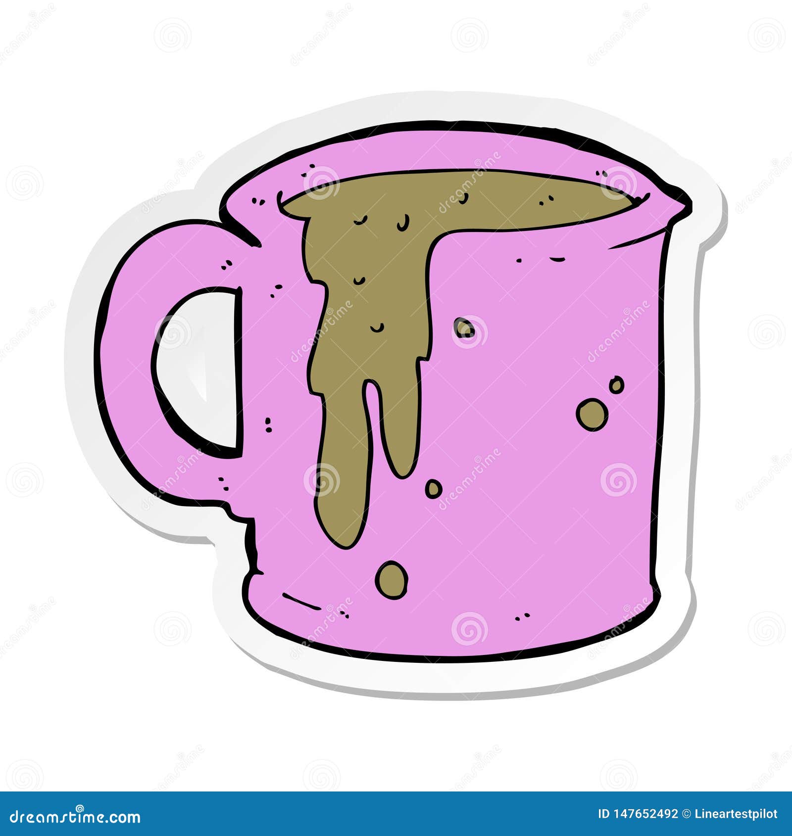 Sticker of a Cartoon Coffee Mug Stock Vector - Illustration of drawing ...