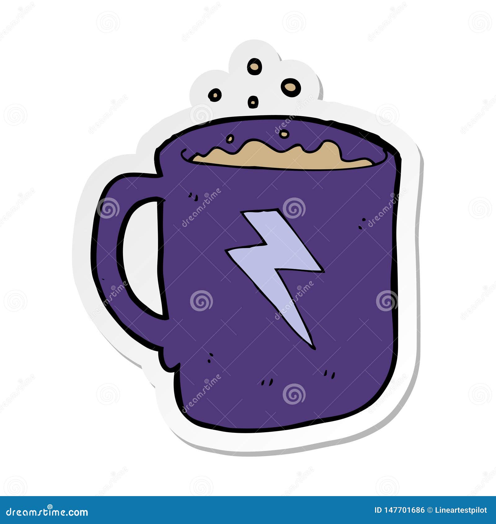 Sticker of a Cartoon Coffee Mug Stock Vector - Illustration of retro ...