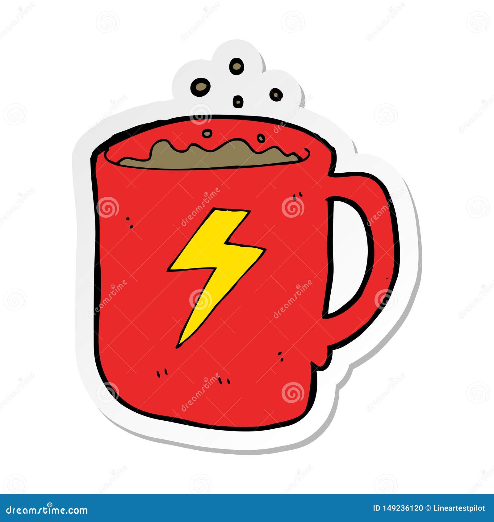 Sticker of a Cartoon Coffee Mug Stock Vector - Illustration of doodle ...