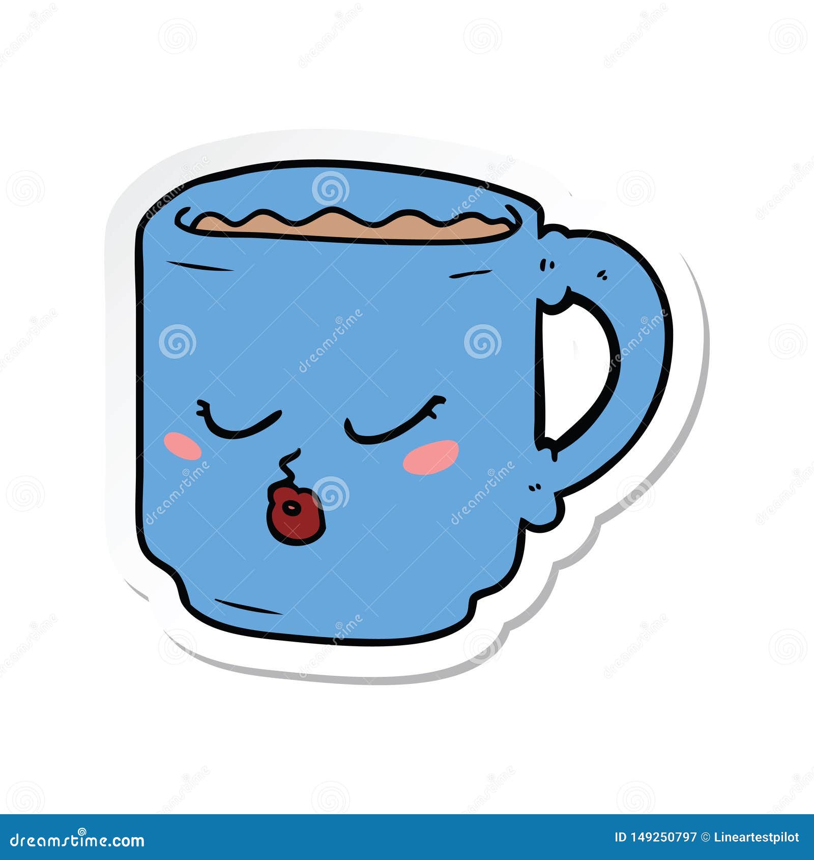 Sticker of a Cartoon Coffee Mug Stock Vector - Illustration of artwork ...