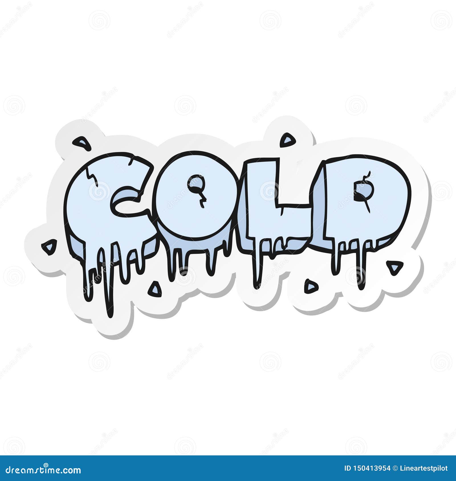 Sticker of a Cartoon Cold Text Symbol Stock Vector - Illustration of ...