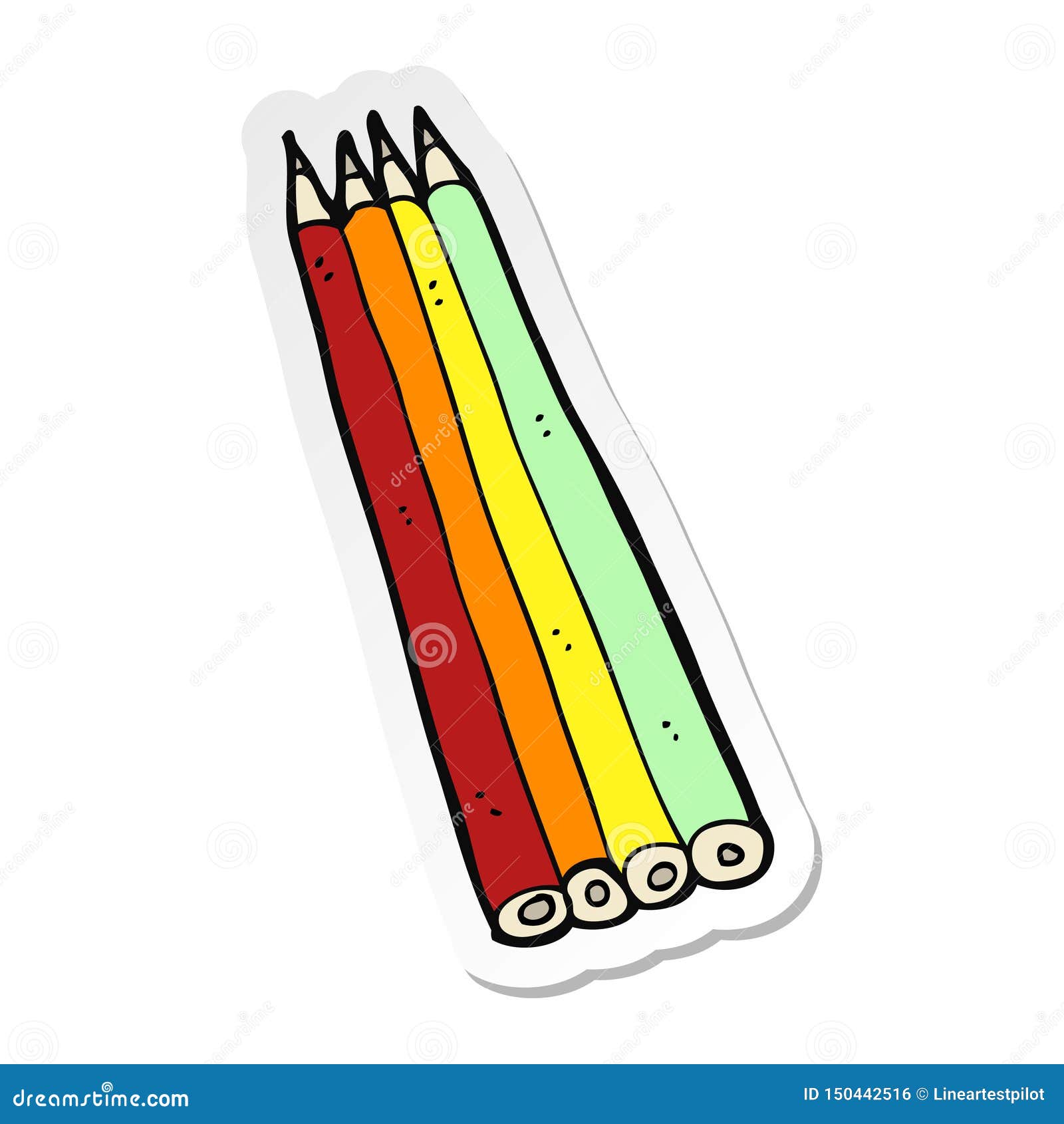 Sticker of a Cartoon Colored Pencils Stock Vector - Illustration of ...