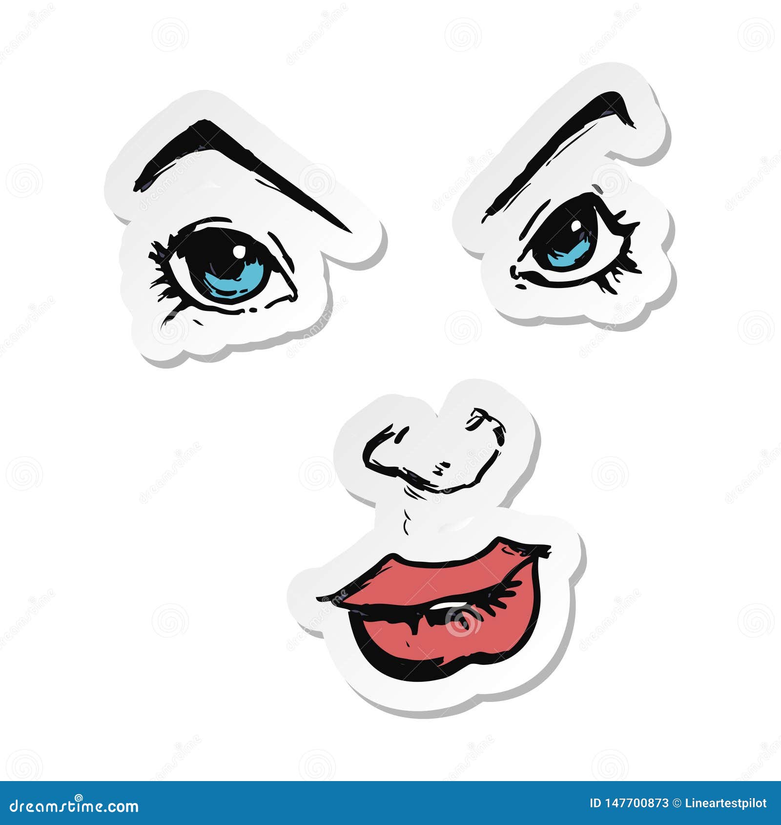 Sticker of a Cartoon Comic Book Face Stock Vector - Illustration of ...