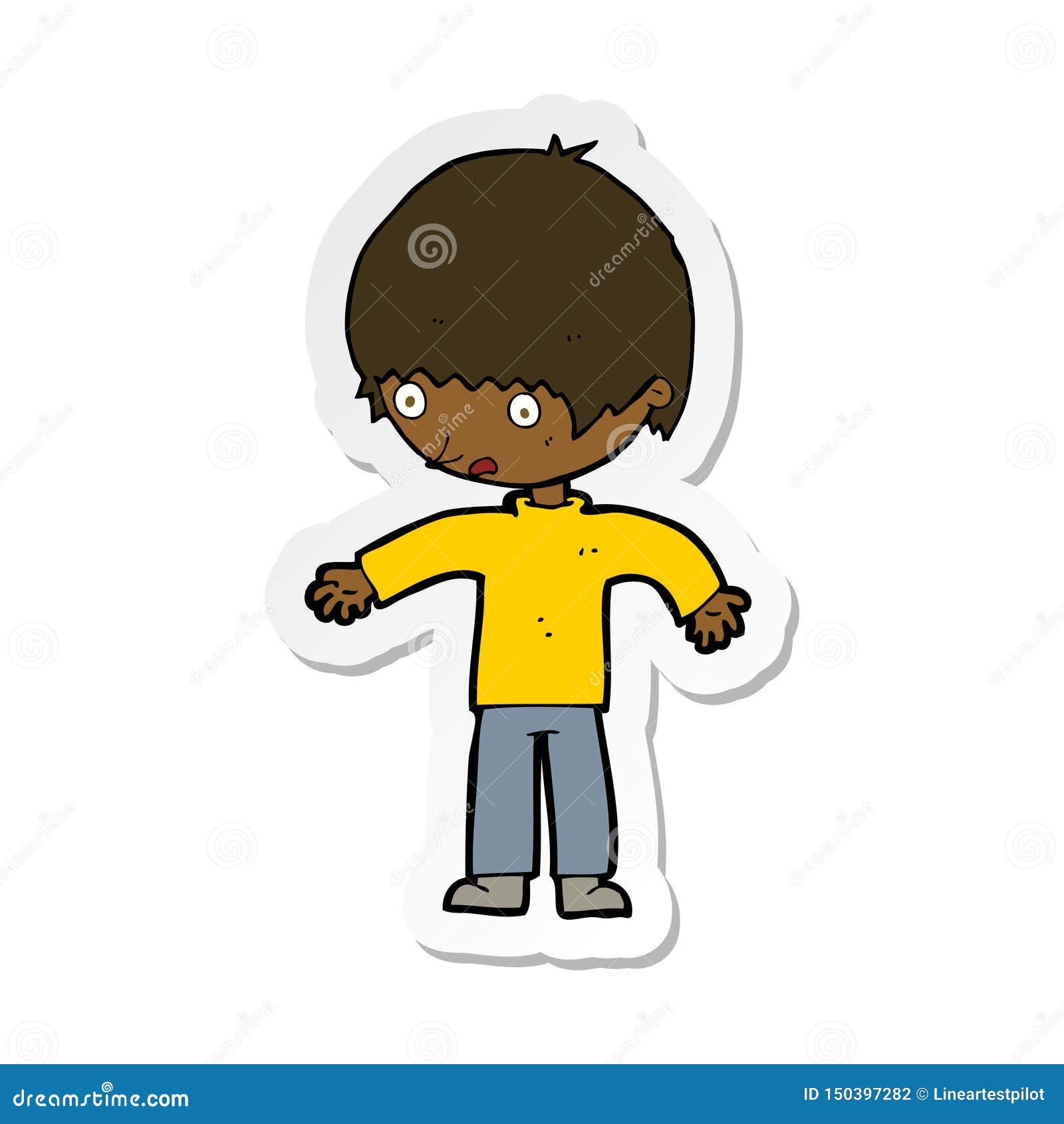 Sticker of a Cartoon Confused Boy Stock Vector - Illustration of ...