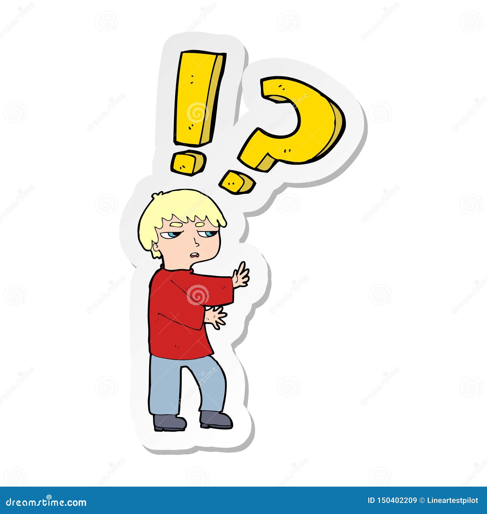 Sticker of a Cartoon Confused Boy Stock Vector - Illustration of ...