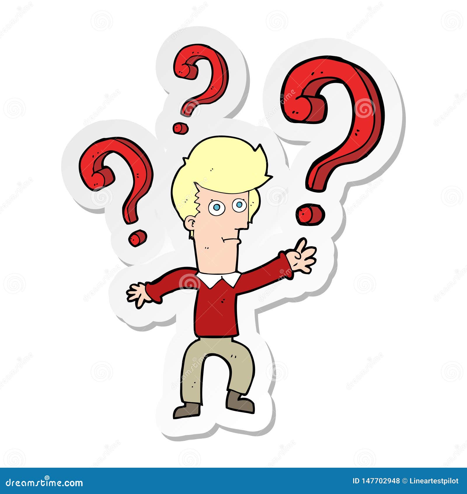 Sticker of a Cartoon Confused Man Stock Vector - Illustration of design ...