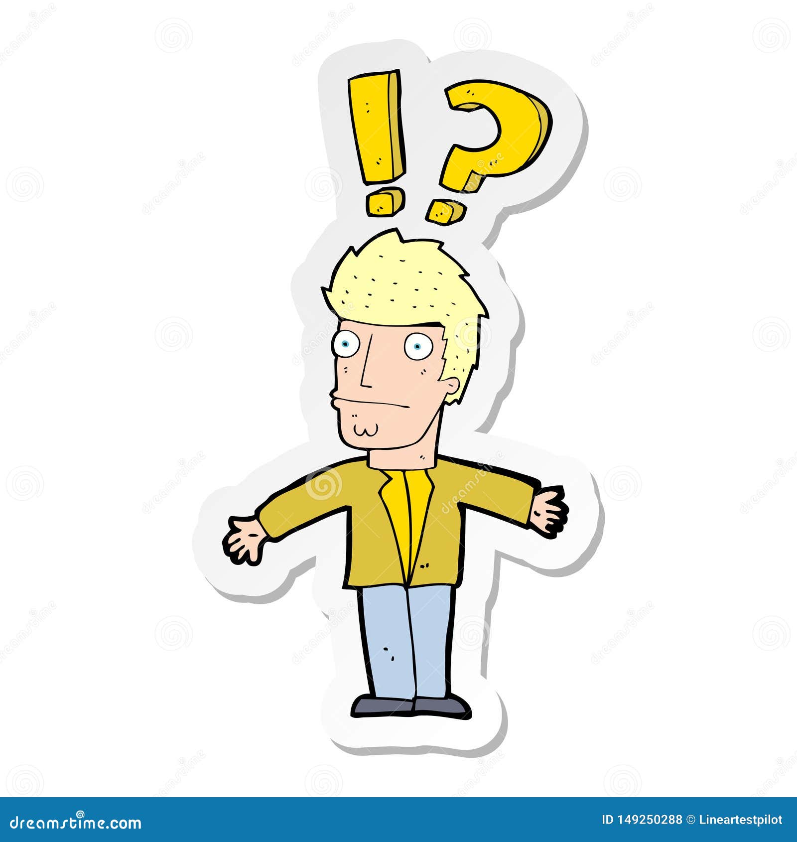 Sticker of a Cartoon Confused Man Stock Vector - Illustration of ...