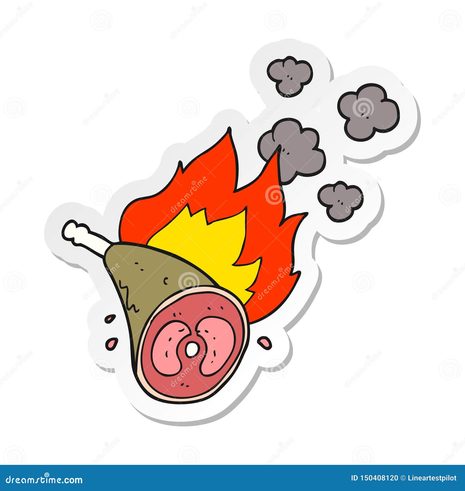 Sticker of a Cartoon Cooking Meat Stock Vector - Illustration of hand ...