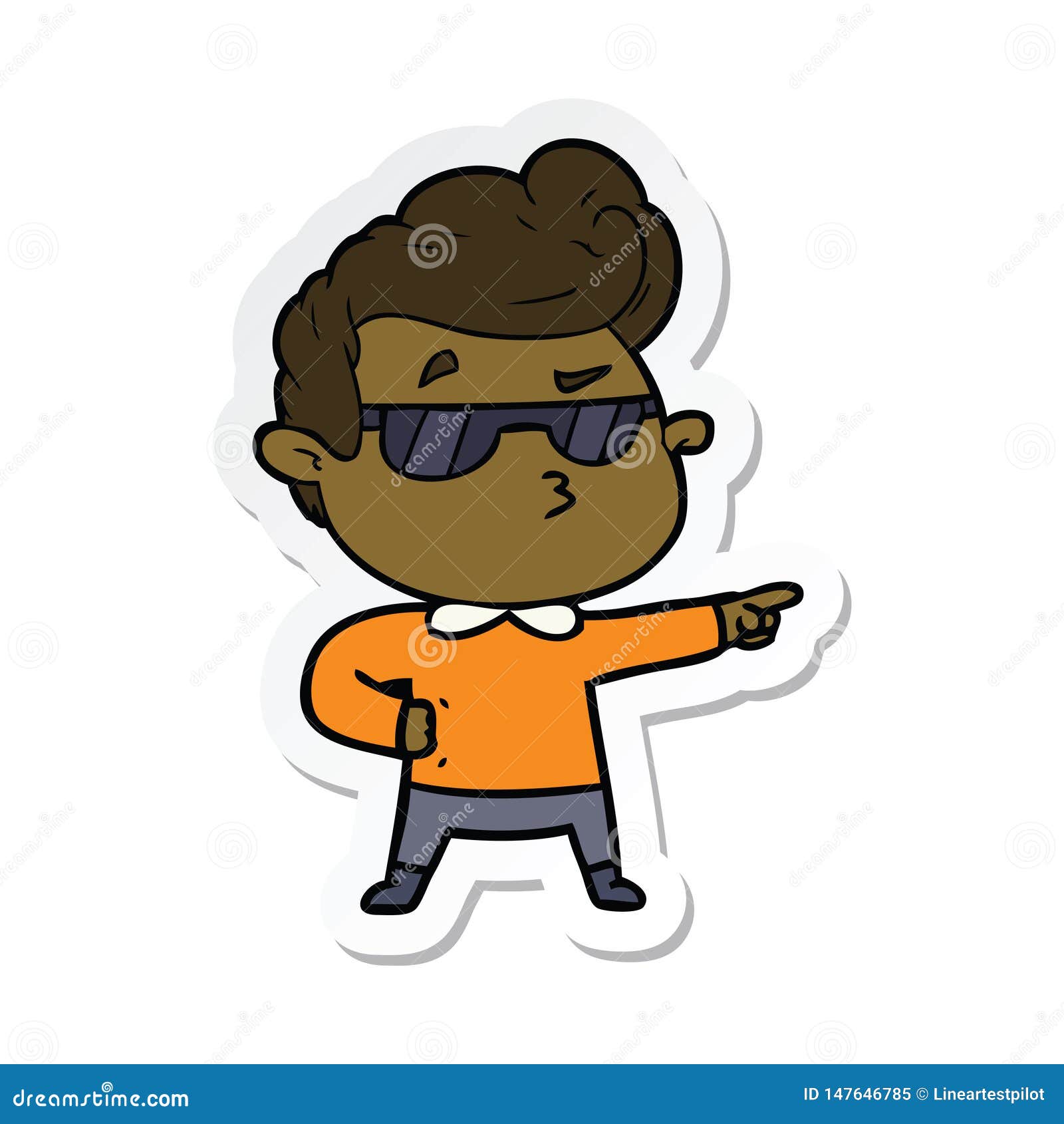 Sticker of a Cartoon Cool Guy Stock Vector - Illustration of quirky ...