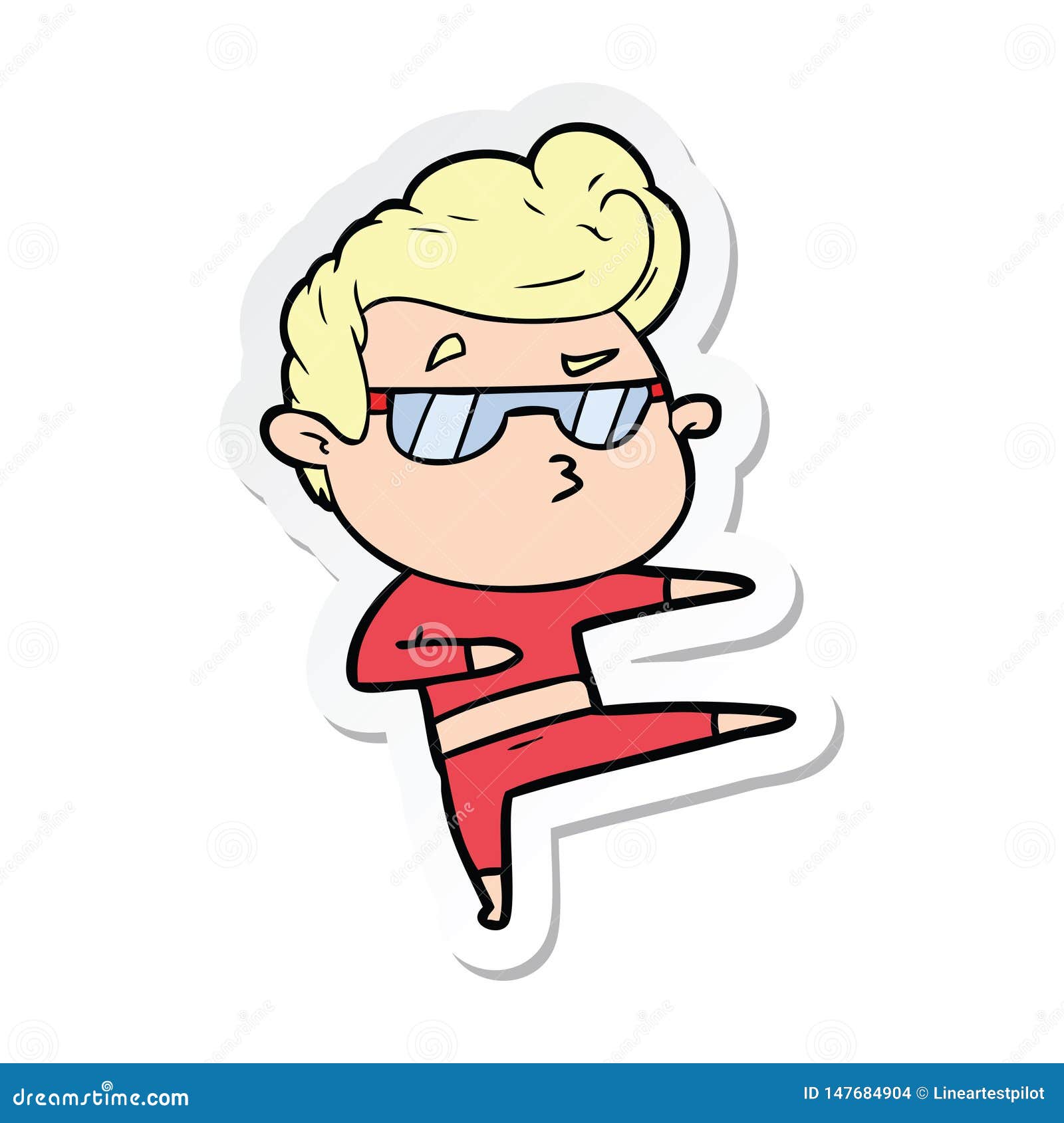 Sticker of a Cartoon Cool Guy Stock Vector - Illustration of cartoon ...