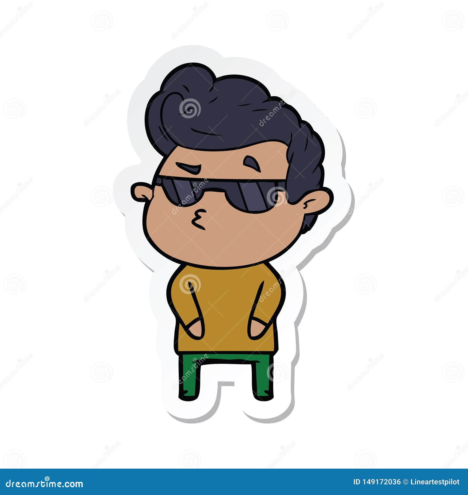 Sticker of a Cartoon Cool Guy Stock Vector - Illustration of quirky ...