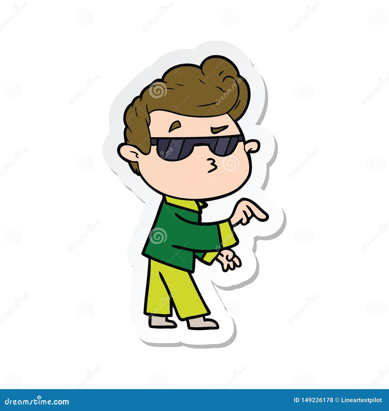 Sticker of a Cartoon Cool Guy Stock Vector - Illustration of hand ...