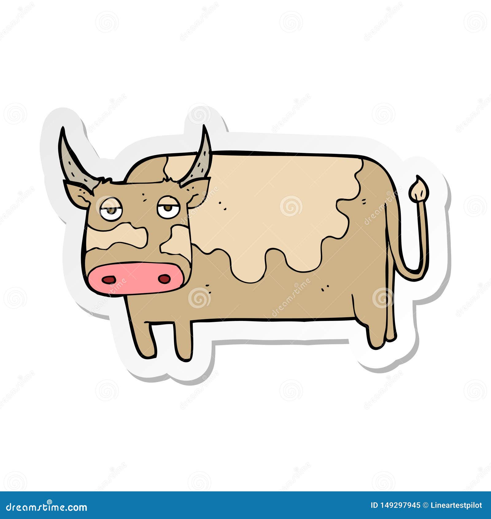 Sticker of a cartoon cow stock vector. Illustration of hand - 149297945