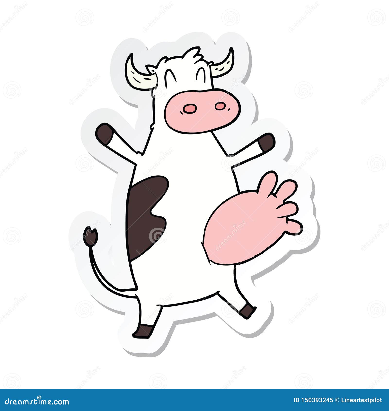 Sticker of a Cartoon Cow Swinging Udder Stock Vector - Illustration of ...