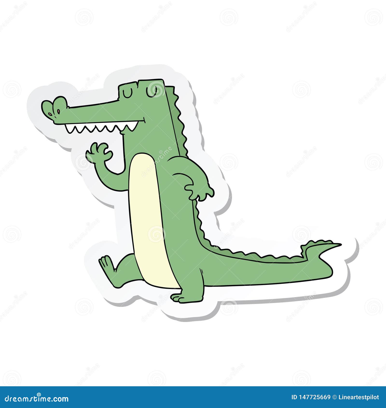 Sticker of a Cartoon Crocodile Stock Vector - Illustration of doodle ...