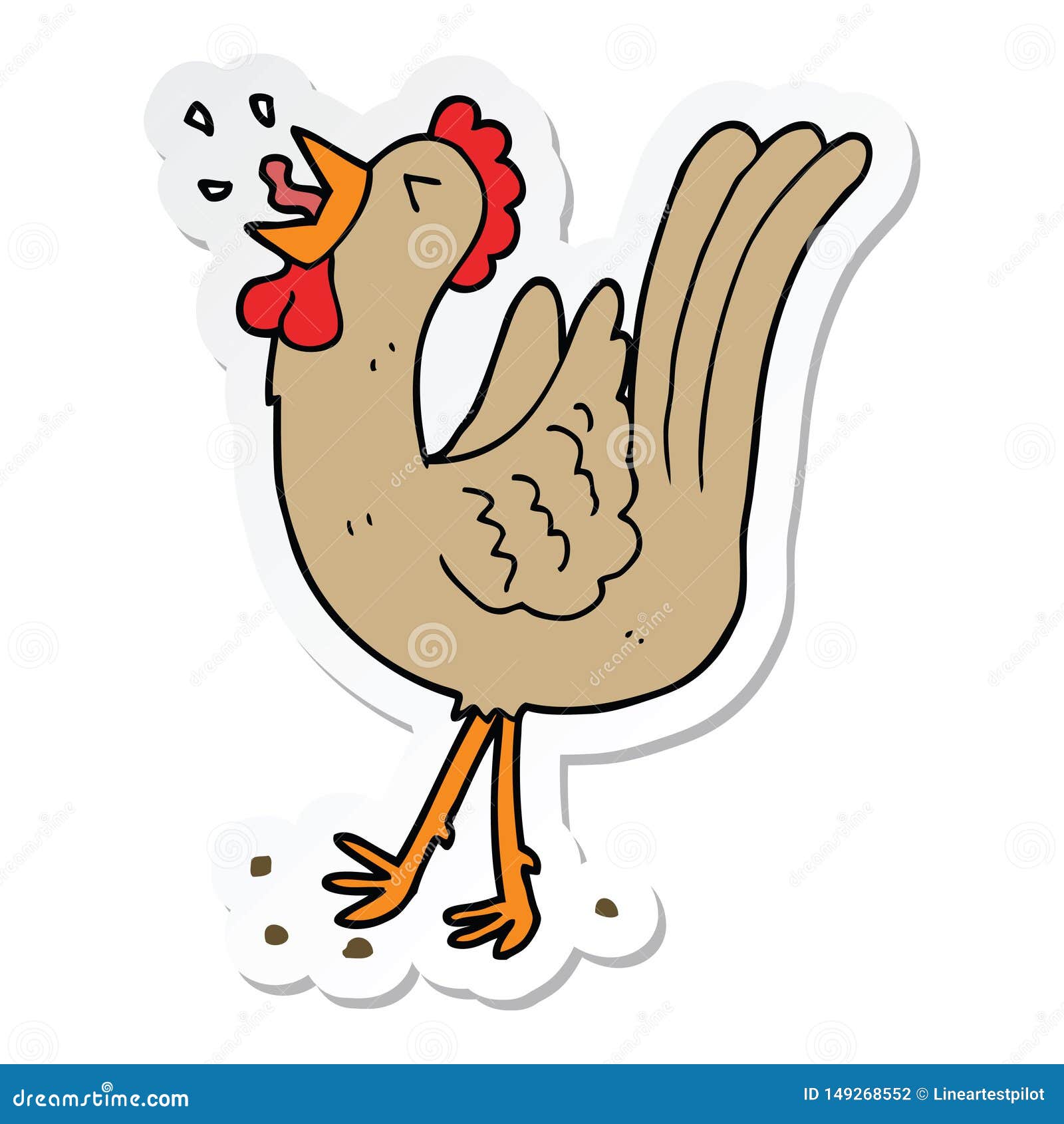 Sticker of a Cartoon Crowing Cockerel Stock Vector - Illustration of ...