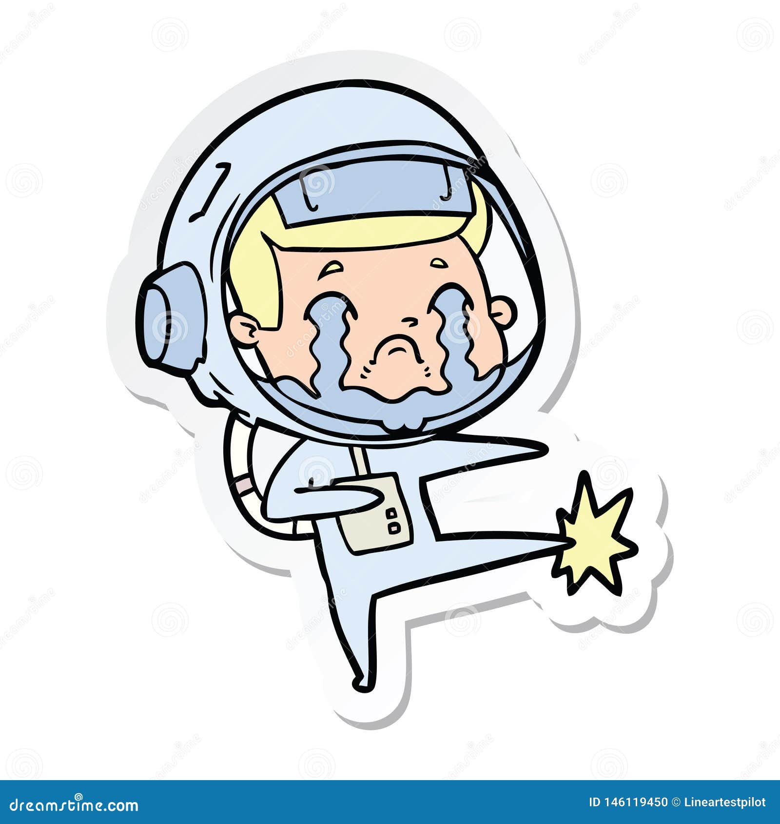 Sticker of a Cartoon Crying Astronaut Stock Vector - Illustration of ...