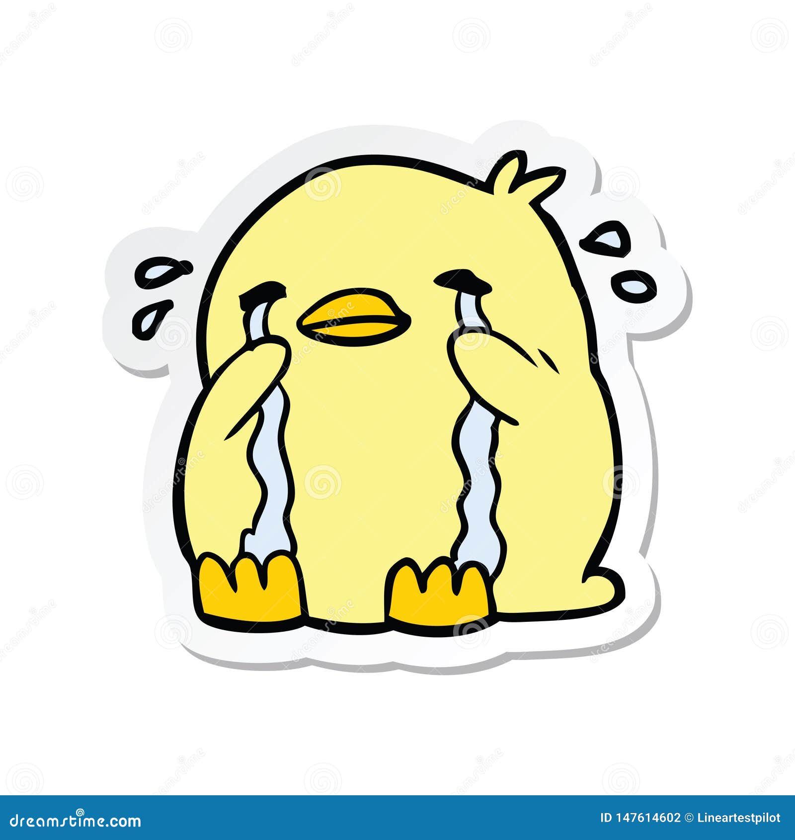 Sticker of a Cartoon Crying Bird Stock Vector - Illustration of funny ...