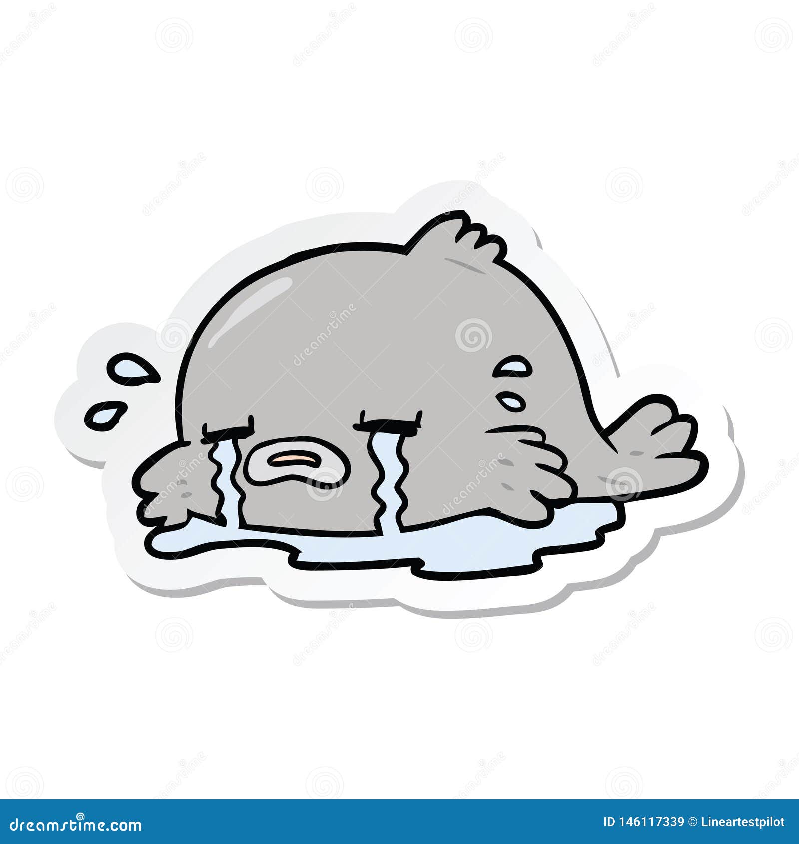 Sticker of a Cartoon Crying Fish Stock Vector - Illustration of quirky ...