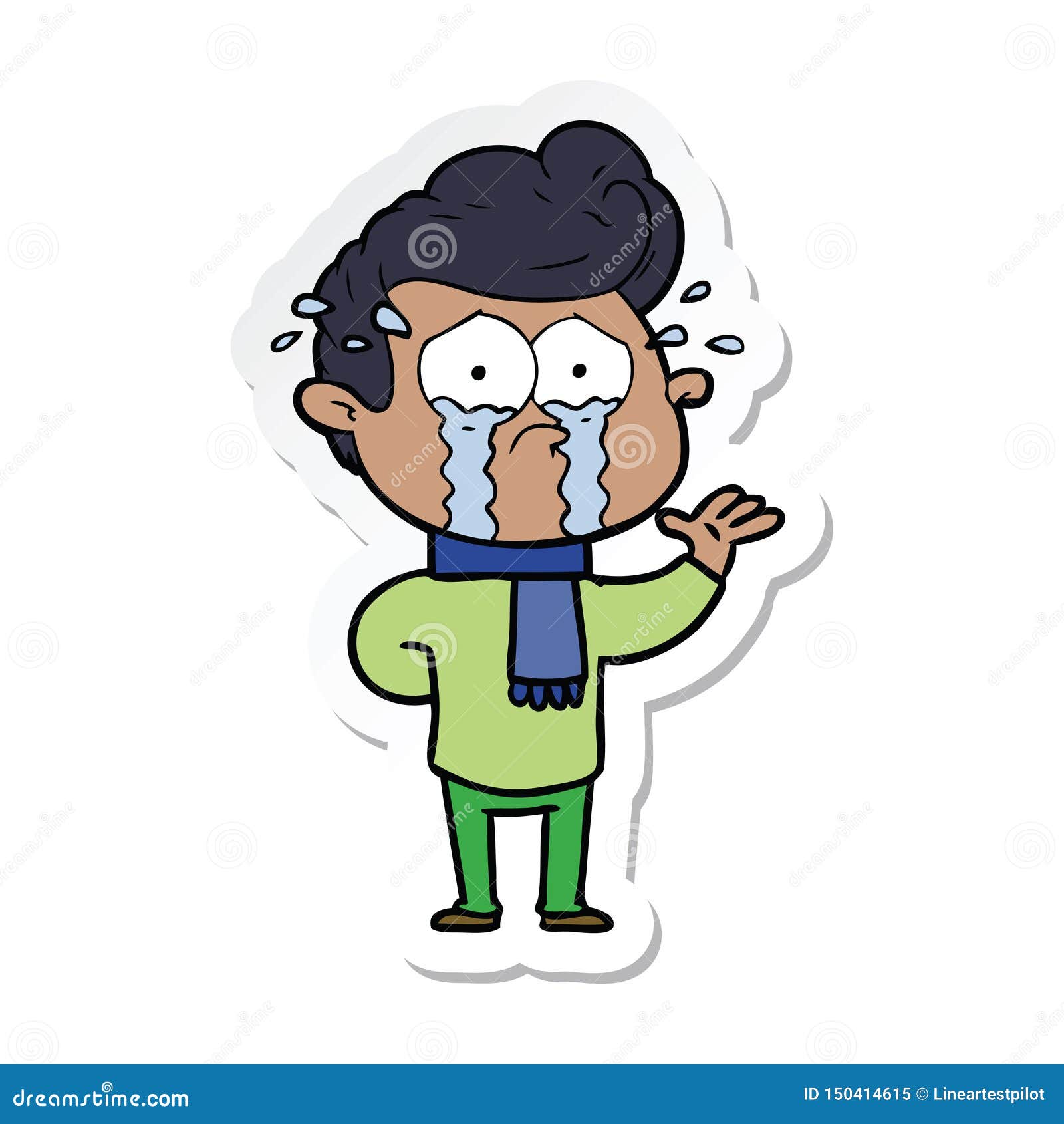 Sticker of a Cartoon Crying Man Stock Vector - Illustration of cute ...