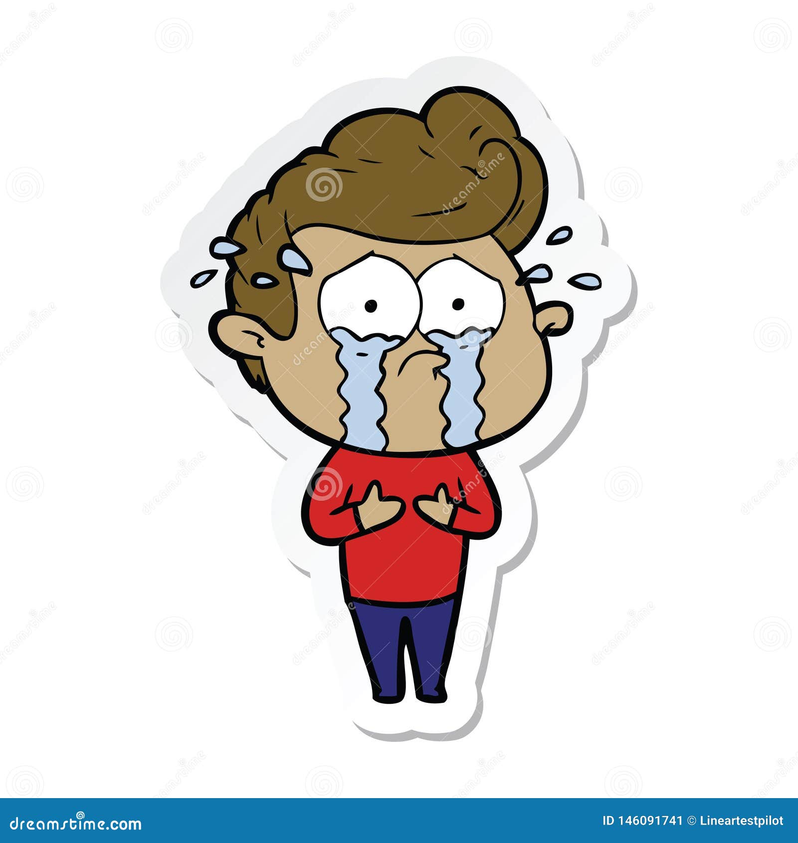 Sticker of a Cartoon Crying Man Stock Vector - Illustration of male ...