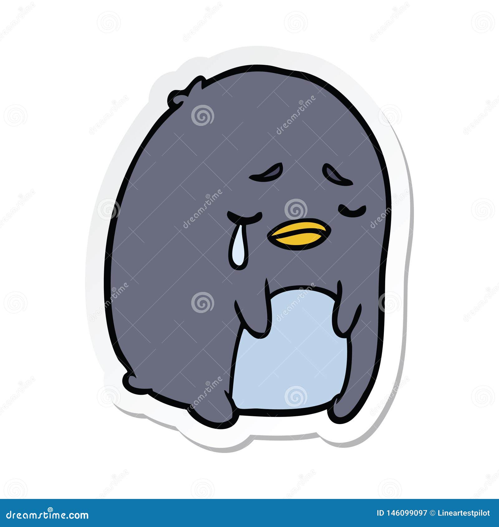 Sticker of a Cartoon Crying Penguin Stock Vector - Illustration of ...
