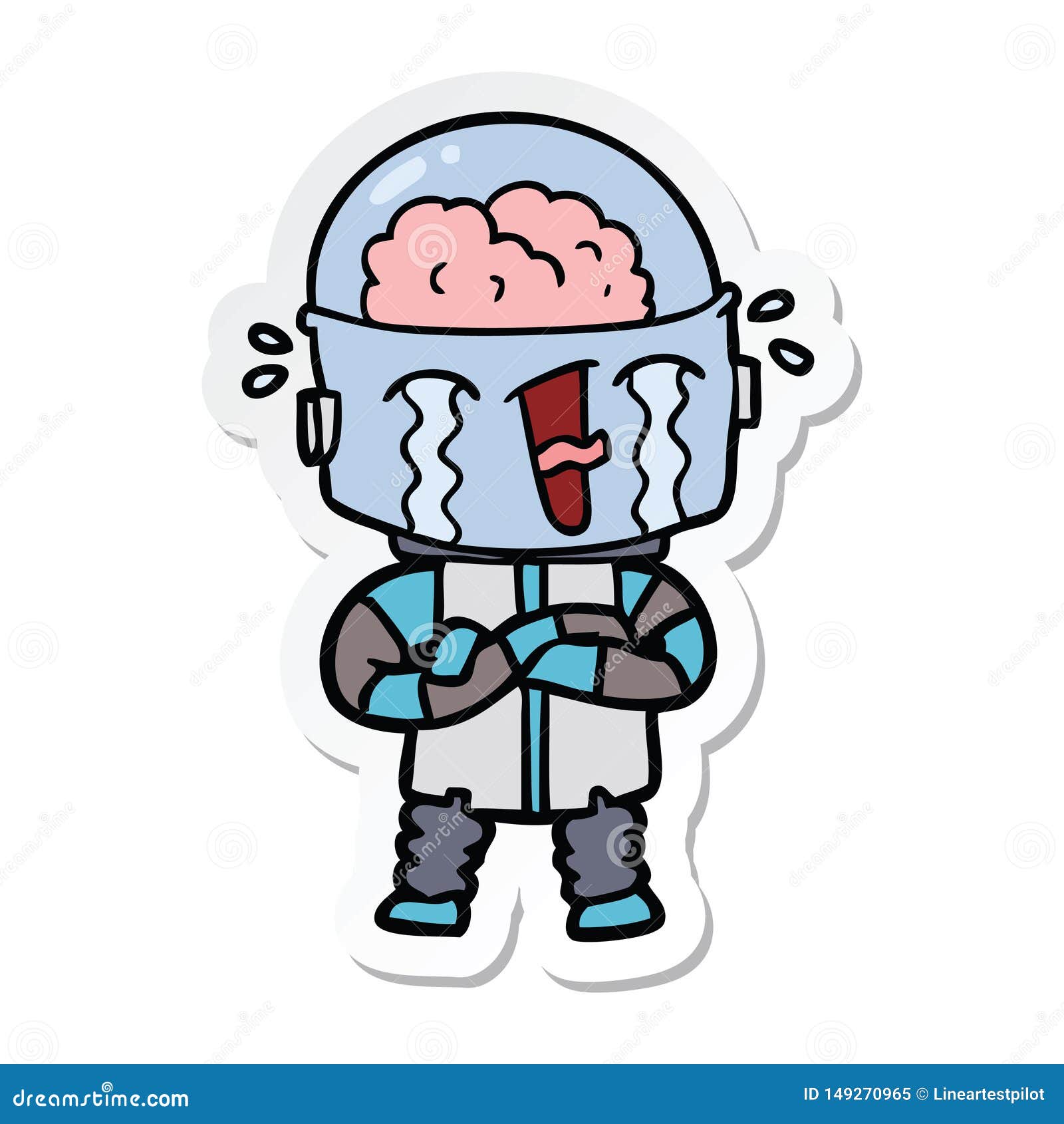 Sticker of a Cartoon Crying Robot Stock Vector - Illustration of ...