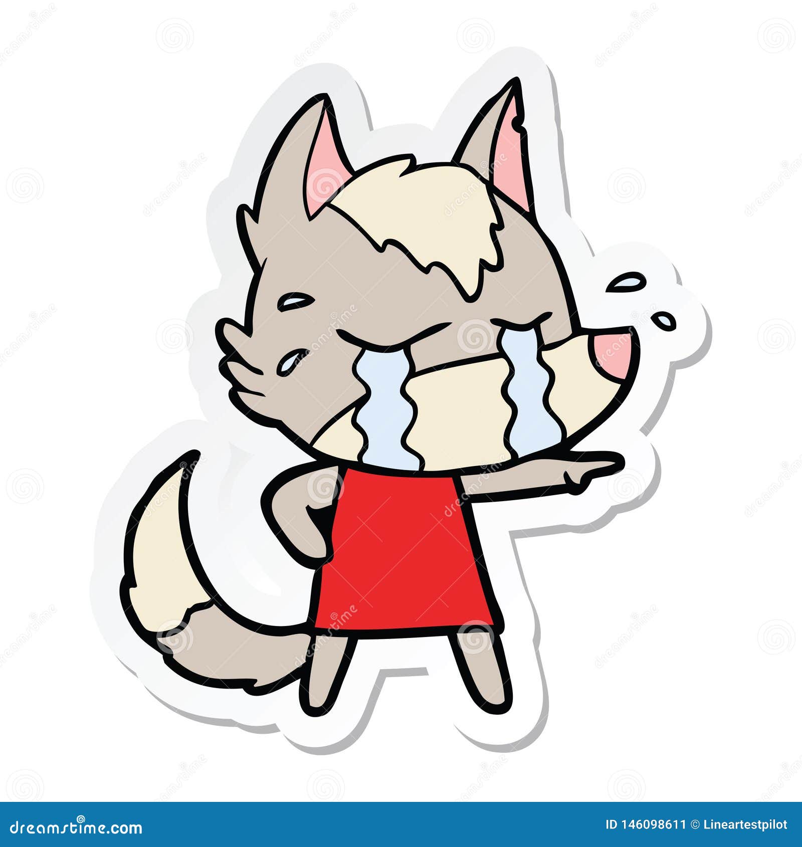 Sticker of a Cartoon Crying Wolf Stock Vector - Illustration of tears ...