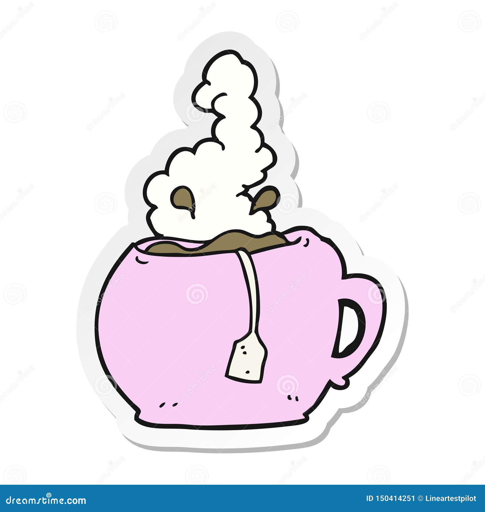 Sticker of a Cartoon Cup of Tea Stock Vector - Illustration of artwork ...